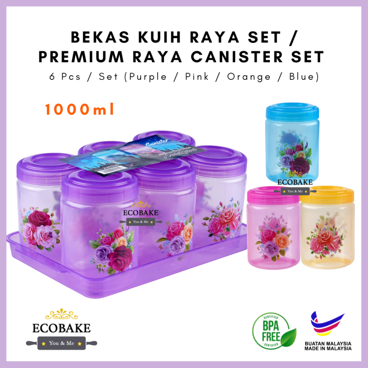 Bekas Kuih Raya Set / Cookies Container Set / Bekas Kuih Raya / Balang ...