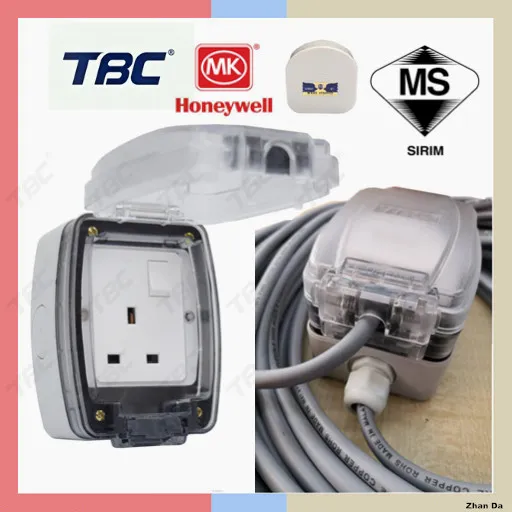 TBC WaterProof Switch Socket 13A Set - Sirim - C/W 3 Core Cable & MK ...