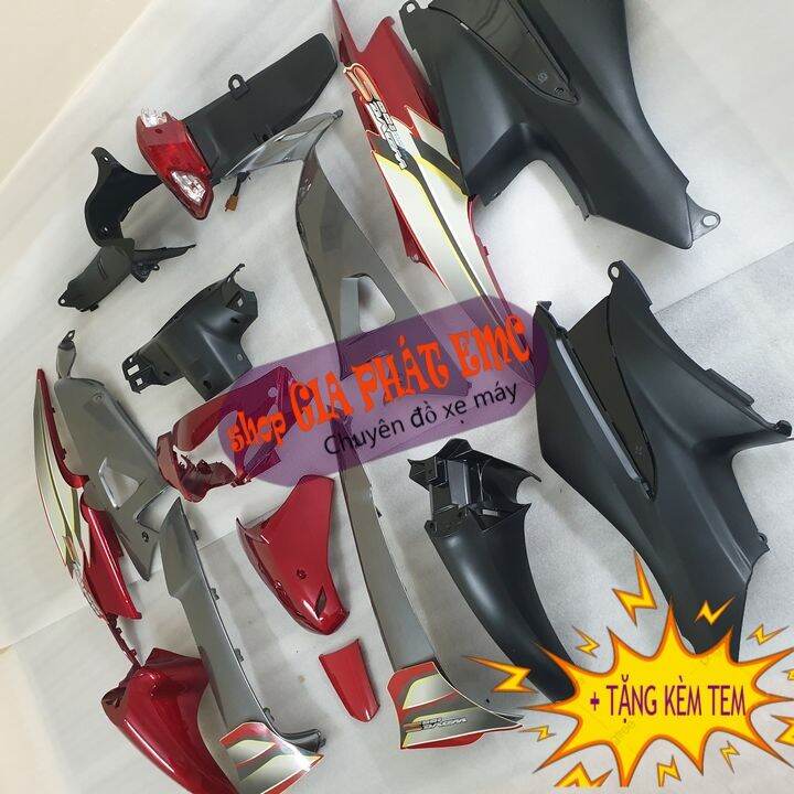 Dàn áo [ TẶNG TEM ] màu ĐỎ ĐUN xe Wave S100 - Wave RS - Wave alpha, cao ...