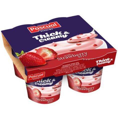 Pascual Yogurt Thick & Creamy with Strawberry Bits (4 x 100g) | Lazada PH