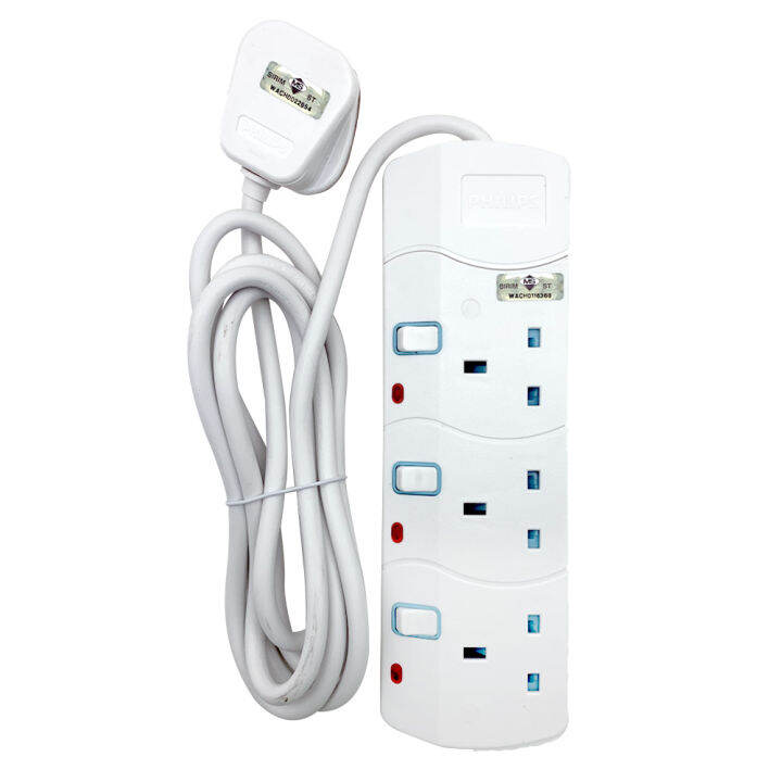 Philips Sockets 3/4/5/6 Gangs Extension Socket 2 Meter White Series ...