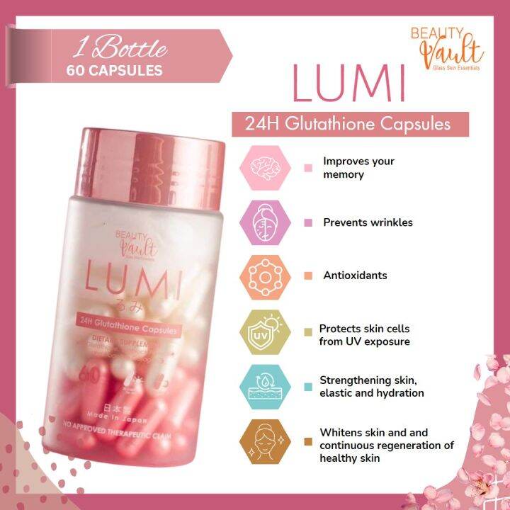 LUMI 24H Glutathione Capsules by Beauty Vault 60 capsules ( 1 Bottle ) | Lazada PH