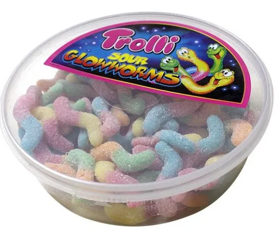 Trolli Sour Glow Worms Gummi Candy in Round Tub 500g | Lazada PH