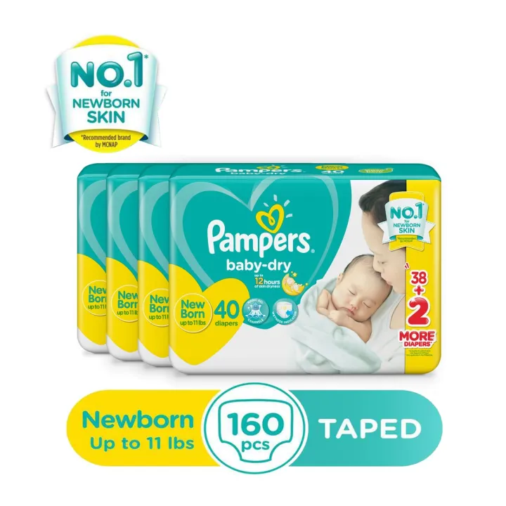Pampers Baby Dry Taped Diapers New Born 40s x 4 packs | Lazada PH