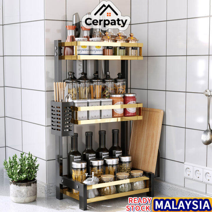 Stainless Steel Spice Rack Kitchen Rack Seasoning Storage Rack Kitchen ...