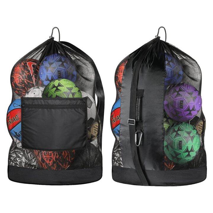 2 Pack Heavy Duty Extra Large Ball Bag Mesh Soccer Ball Bag Adjustable ...