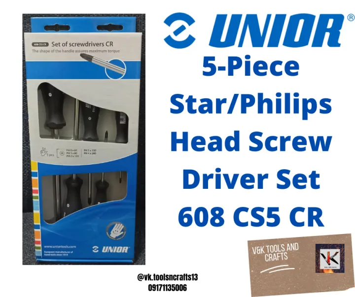 Unior 5-Piece Star/Philips Screw Driver Set 608 CS5 CR | Lazada PH