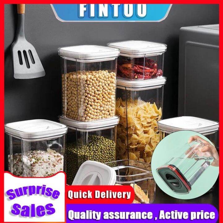 FINTOO Airtight Container Easy Open Lock Lid Dry Food Storage Leak ...