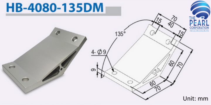 HB-4080-135DM (HARD BRACKET 4080/135 DEGREE for AlUMINIUM PROFILE 40x40 mm) อลูมิเนียมโปรไฟล์ ...
