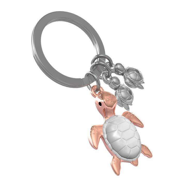 METALMORPHOSE Keychain - Rose Gold Turtle with Baby Turtles Family ...