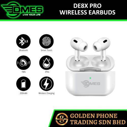 DMES DE8X PRO Wireless Earbuds with Wireless Charging Case Bluetooth ...