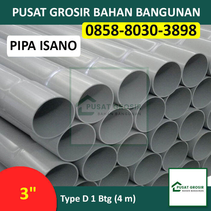 Pipa PVC 3" D Merek Isano Abu Pipa Paralon 3inch Per Btg (4m) | Lazada Indonesia