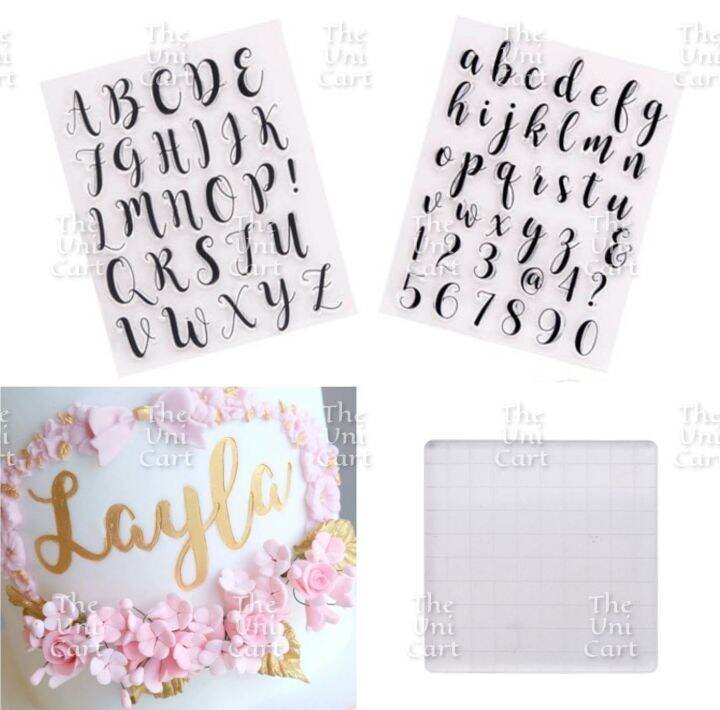 Alphabet Letter Cake Stamp Tool Calligraphy Handwriting Embosser Stamp ...
