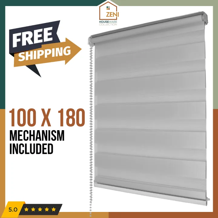 ZENI 100X180 Zebra Blinds for Window with Cord on Sale Grey Black ...