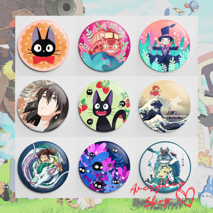 Ghibli Button Pin 2.25 Inch Set 1 - Ordinary or Matte or Glitter or ...