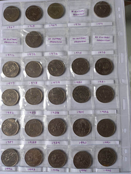 Malaysia coins Complete set of 50-cent coins from Year 1967 to 2021 ... Malaysia coins Complete set of 50-cent coins from Year 1967 to 2021 ...