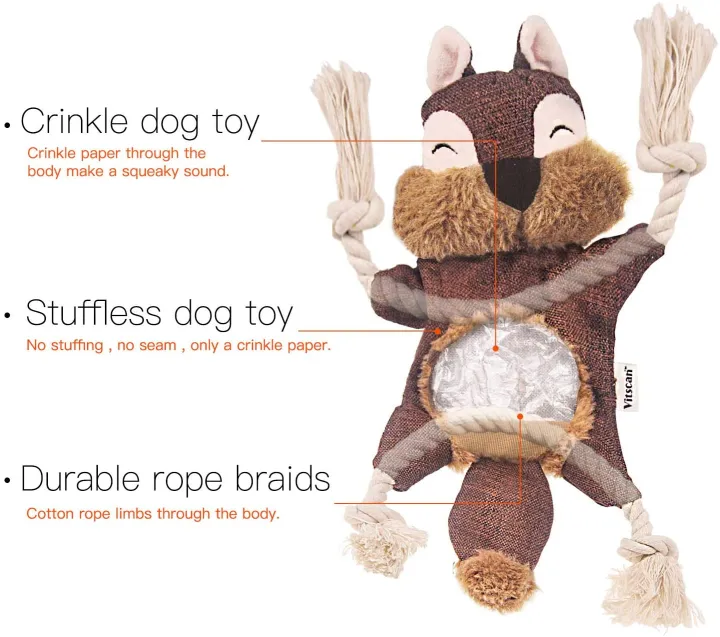 Happy Pets Animal Crackle W/ Squeak And Tug Rope Knot Dog Toy | Lazada PH