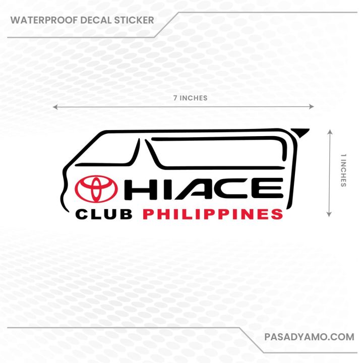 Toyota HiAce Club Philippines Logo Decal Sticker for Cars Motorcycles ...