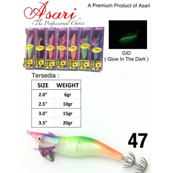 Umpan Cumi asari EGI Jig AK47 (GLOW IN THE DARK) SQUID JIG | Lazada ...