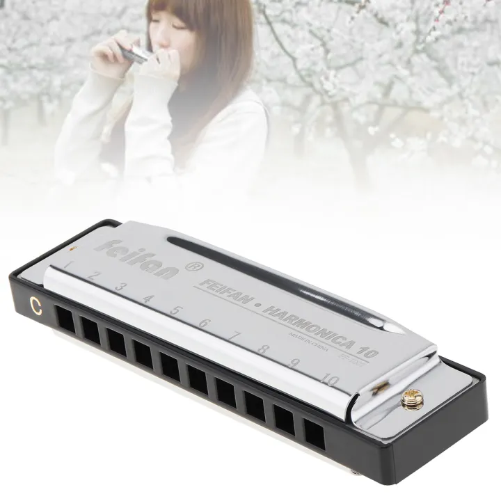 10 Holes 20 Tone Blues Harmonica ToneC 8K Titanium Mouth Organ with ...