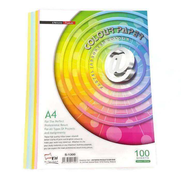 UNI PAPER Pastel Colour Paper A4 100 Sheets 80gsm 5 Colours (S-1300 ...