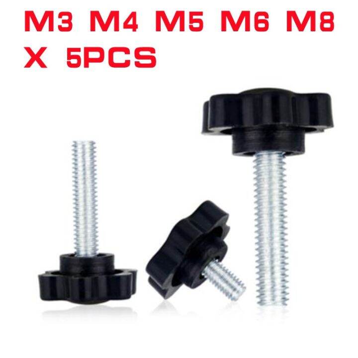 5pcs M3 M4 M5 M6 M8 Star Plum Bakelite Hand Tighten Thumb Screw Knob ...