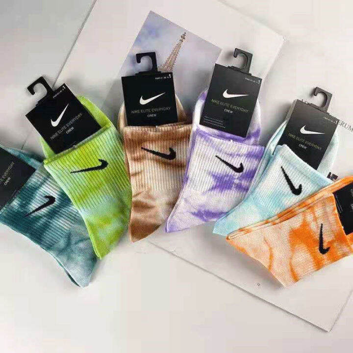 Stoking Kapas Tulen untuk Lelaki dan Wanita, Celup Ikat Tiub Sederhana ...