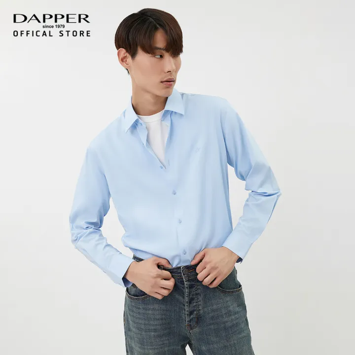 DAPPER เสื้อเชิ้ตทำงาน รุ่น BAMBOO BLEND ทรง Smart-Fit สีฟ้า | Lazada.co.th