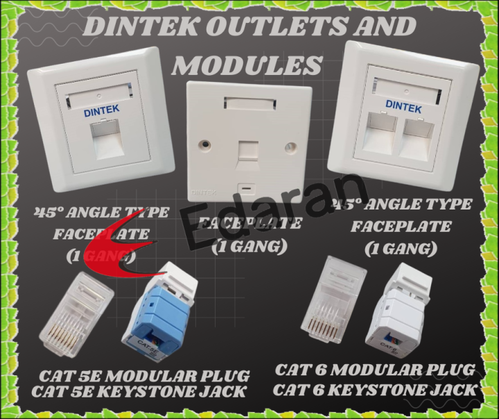 DINTEK - 1 GANG FACEPLATE , 1 GANG & 2 GANG 45 DEGREE FACEPLATE , CAT ...