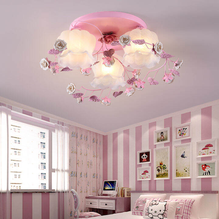 Garden Pink romantic warm flower lamp Mediterranean iron flower lamp ...