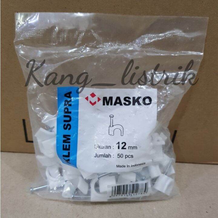KLEM KABEL PAKU BETON NO 12 MM ( 50 PCS ) MASKO / CABLE CLIP LISTRIK ...