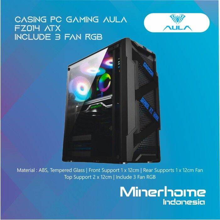 Casing PC Gaming AULA FZ014 ATX include 3 fan RGB | Lazada Indonesia