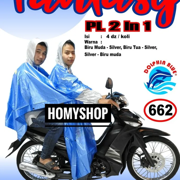 Mantel Ponco / Jas Hujan Poncho Lengan 2 IN 1 Raincoat Tandem 2 Kepala ...