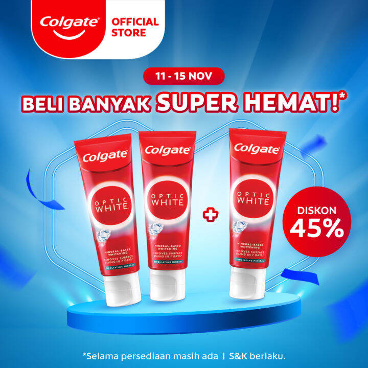 Colgate Optic White Plus Shine Whitening Toothpaste/Pasta Gigi 100 gr x ...