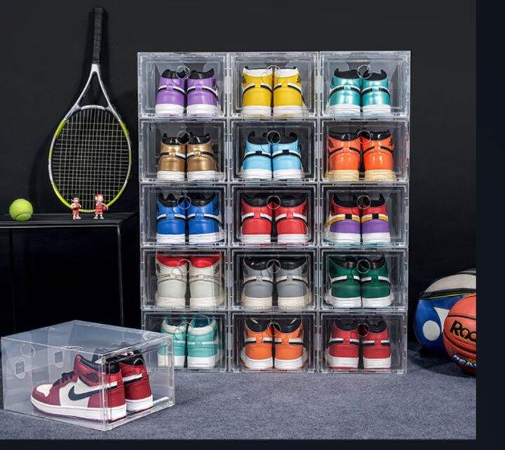 Aj transparent Shoe Box Stackable Shoe Storage High Cut Shoe Box Extra ...