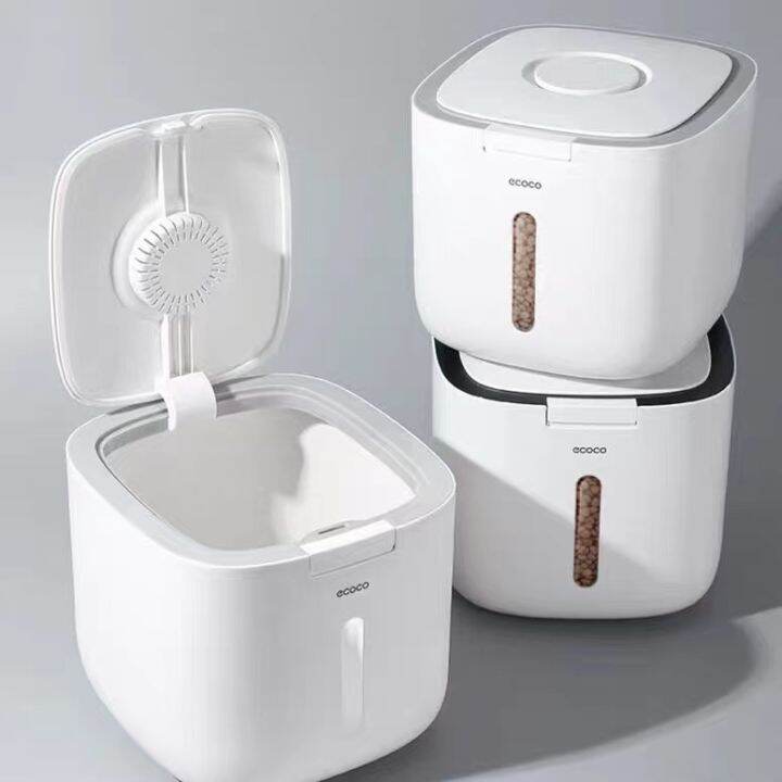ECOCO Rice Storage Box ถังข้าวสาร ถังเก็บเม็ดข้าวสาร หมุนเพื่อตวงข้าว ...