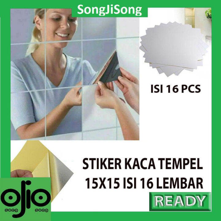 Ojio Stiker Cermin Tempel Dinding Kaca Kotak Silver 15x15cm - Wall ...