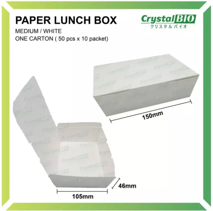 M Size White Disposable Paper Lunch Box / Take Away Food Packaging ...