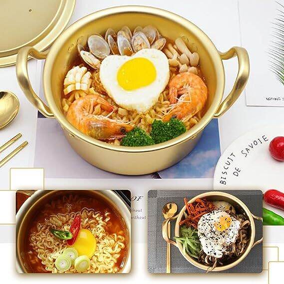 Korean Ramen Pot, Golden Ramen Cooking Pot for Camping, Hiking, Home ...