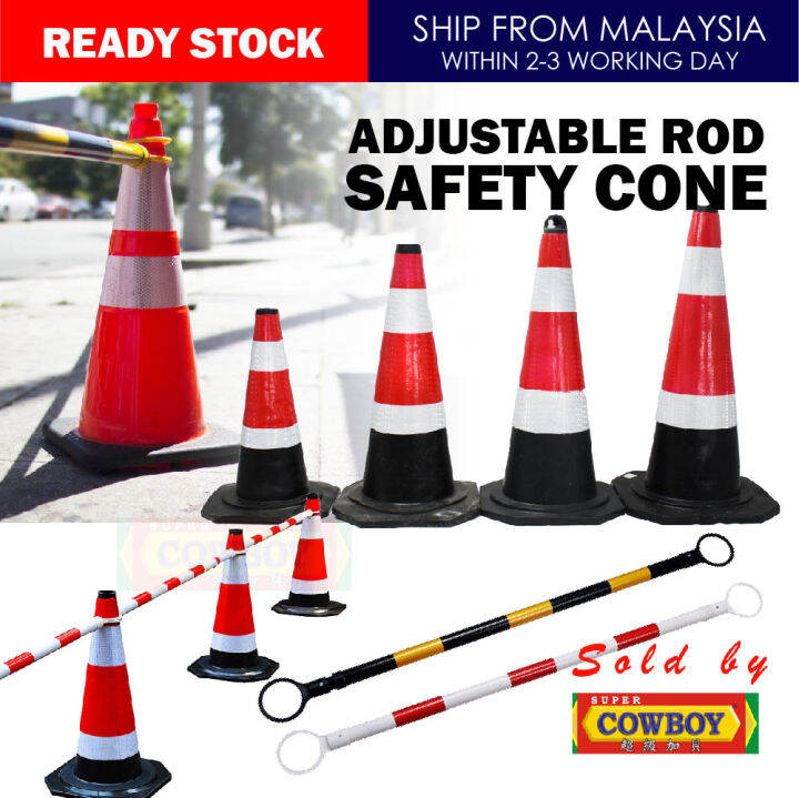 Adjustable Rod & Safety Cone / Rubber Safety Cone Traffic PVC Cone Road ...