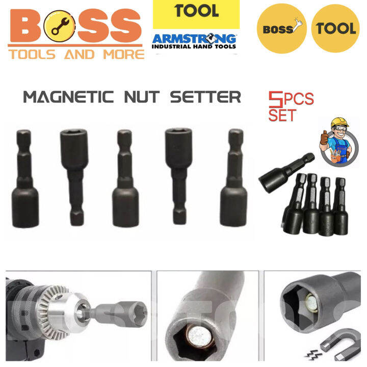 ARMSTRONG Magnetic Nut Set Tex Screw Adaptor 5pcs. 8mm x 45mm&8mm x ...