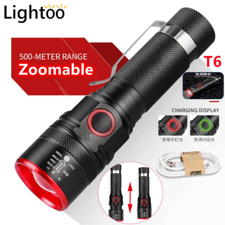 Original t6 flashlight Zoomable flash light super bright Flashlight ...