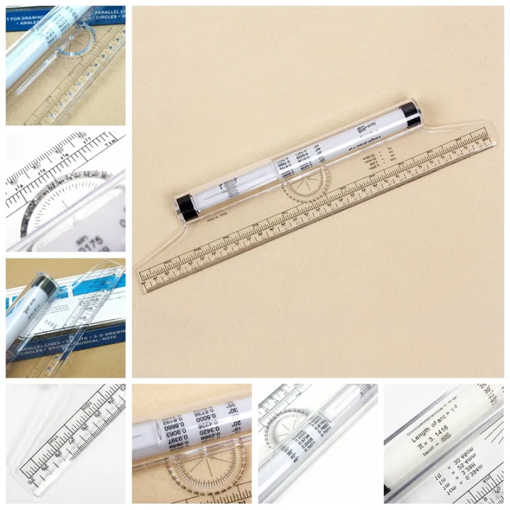 Crystalwave Multi-purpose Clear Metric Parallel Drawing Rolling Ruler ...