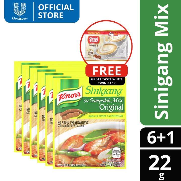Knorr Sinigang sa Sampalok Original 22g with FREE Great Taste White Twin Pack | Lazada PH