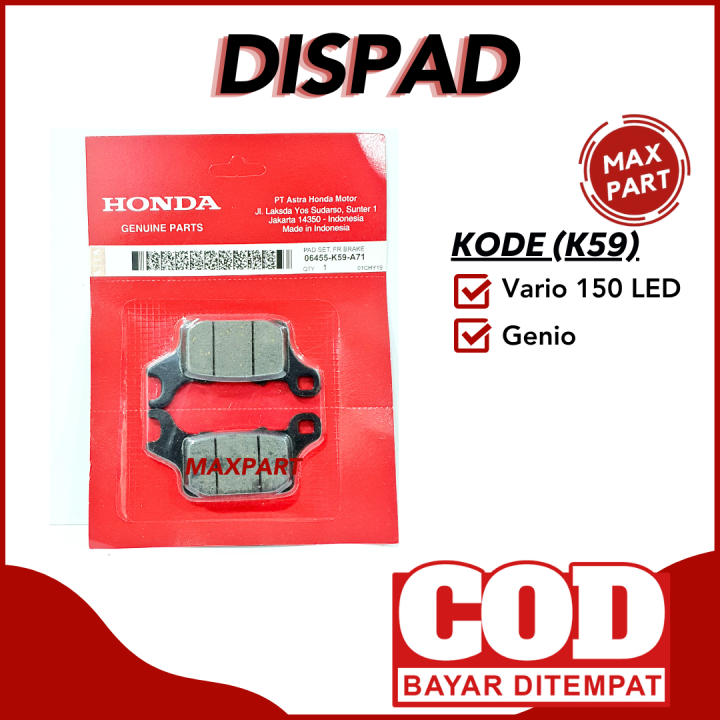 DISPET KAMPAS REM DEPAN VARIO 150 LED , GENIO K59 GRADE A SUPER ...