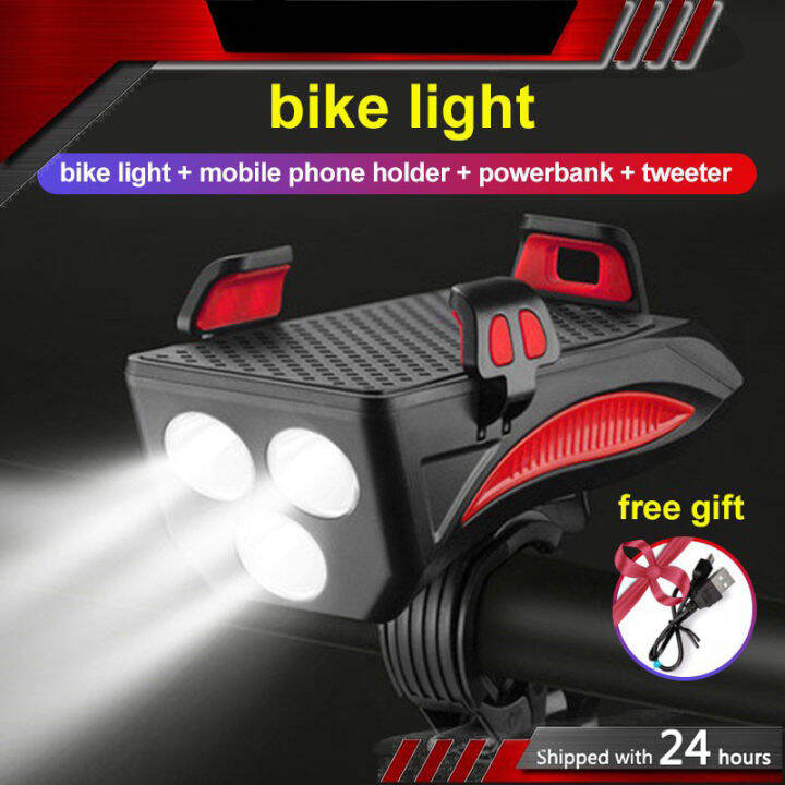 4 in 1 Multi-function bike light set with horn rechargeable waterproof ...