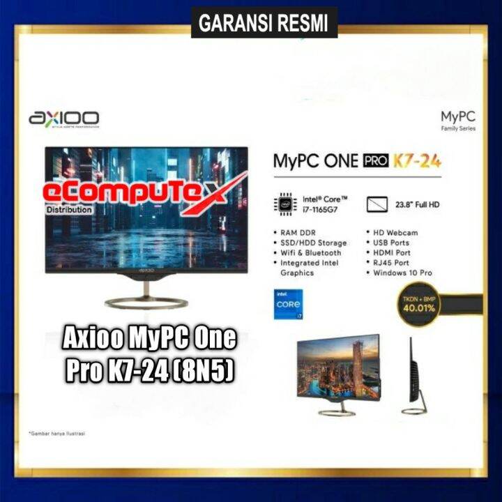 PC AIO AXIOO MYPC ONE PRO K7 (8N5-24) K7-24 (8N5-3) RAM 8GB / 512GB NVME CORE i7 24" INCH TKDN ...