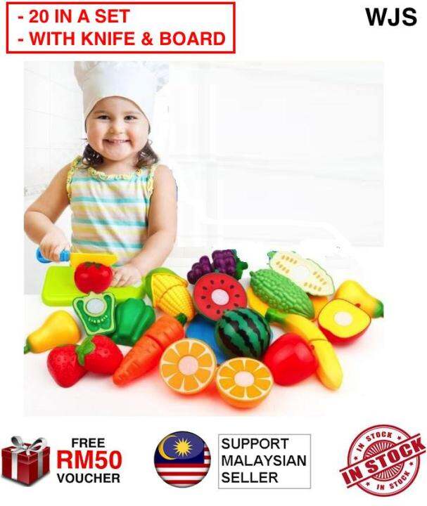 (WITH KNIFE & CUTTING BOARD) WJS 20pcs 20 pcs Kitchen Fun Cutting ...