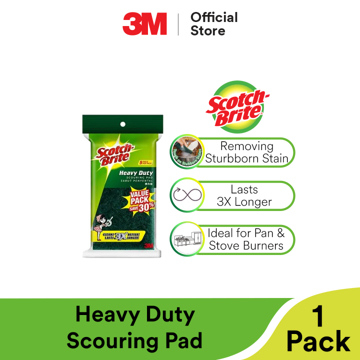 3M Scotch Brite Heavy Duty Scouring Pad - Multipurpose Cleaning Scrub ...