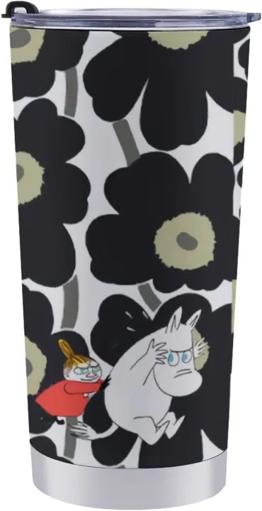 Fenglin-Joy Moomin Tumbler ฉนวนกันความร้อนฟางพร้อมฝาปิดสแตนเลสถ้วยฟางแฟชั่นกลางแจ้งรั่วซึมน่ารัก ...
